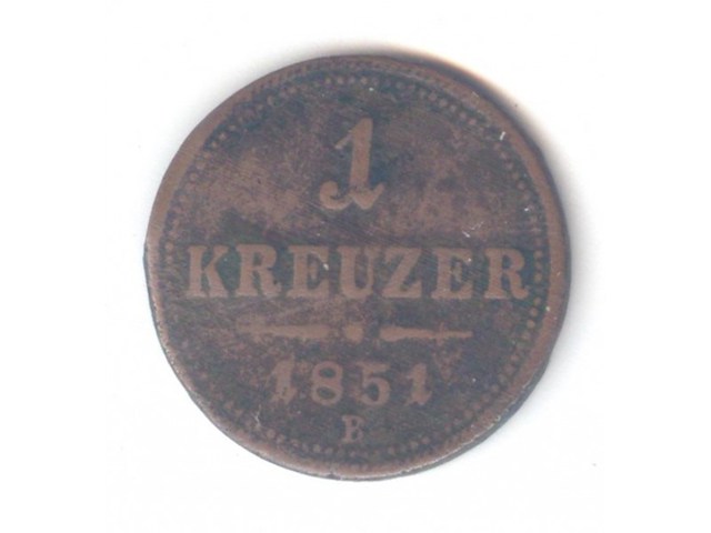 Austrija 1 kreuzer 1851 B