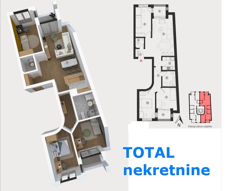 Stan,NOVI SAD,BULEVAR 77.00m2,226830€ , ID: 1096654