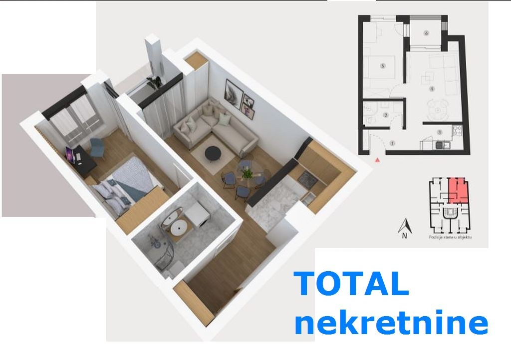 Stan,NOVI SAD,BULEVAR 42.00m2,123720€ , ID: 1096641