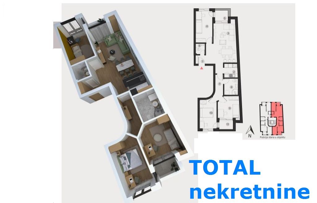 Stan,NOVI SAD,BULEVAR 82.00m2,218330€ , ID: 1096643