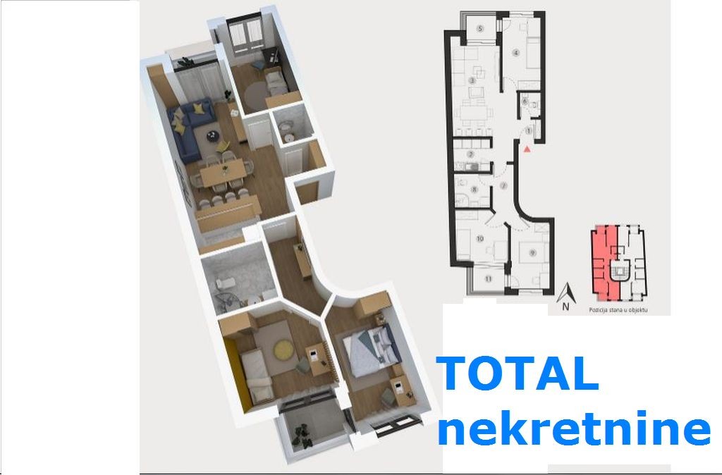 Stan,NOVI SAD,BULEVAR 82.00m2,222970€ , ID: 1096644