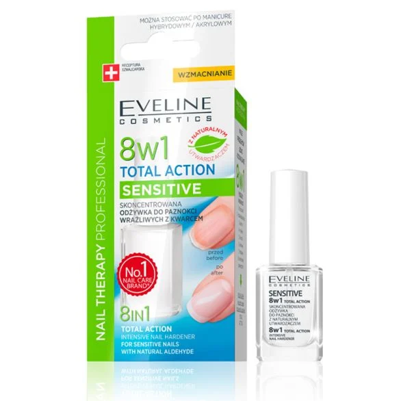 Eveline Therapy total action 8in1 zaštita za nokte sensitive 12ml