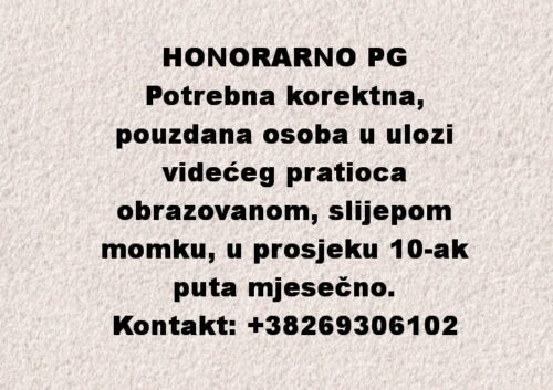 Dopunski Honorarni posao PG