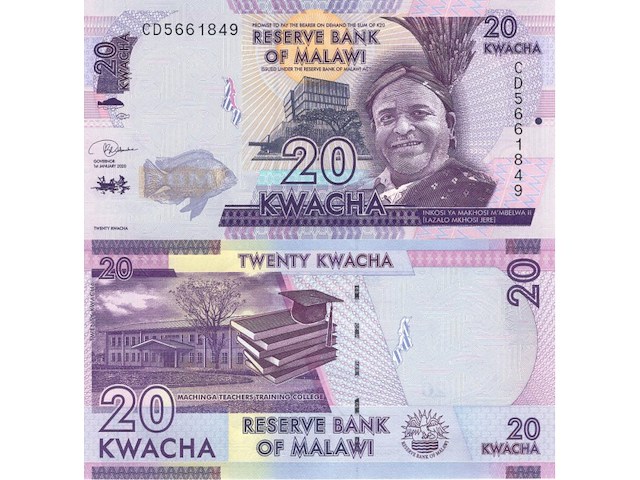 MALAWI Malavi 20 Kwacha 2020 UNC, P-63