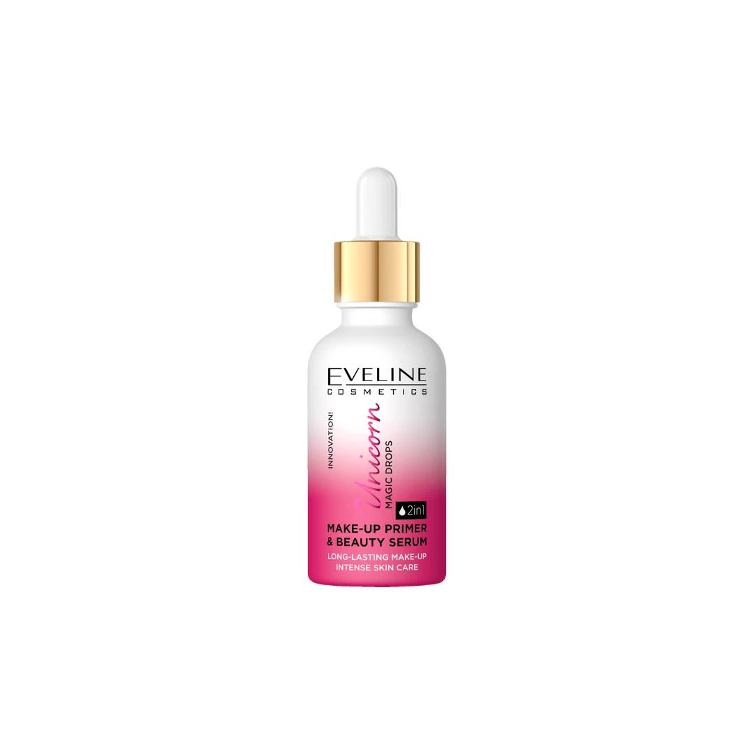 EVELINE Prajmer i Serum 2u1 Unicorn MAGIC DROPS 30 mL;Podloga za Šminku i Intenzivna Nega Lica