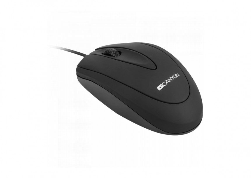 CANYON CM-1 wired optical Mouse with 3 buttons, DPI 1000, Black, cable length 1.8m, 100*51*29mm, 0.07kg