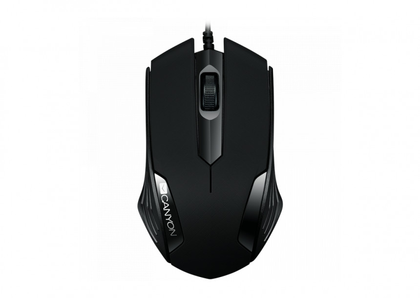 CANYON CM-02, wired optical Mouse with 3 buttons, DPI 1000, Black, cable length 1.25m, 120*70*35mm, 0.07kg