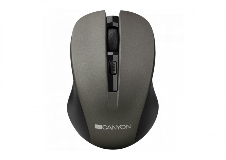 CANYON MW-1 2.4GHz wireless optical mouse with 4 buttons, DPI 800/1200/1600, Gray, 103.5*69.5*35mm, 0.06kg