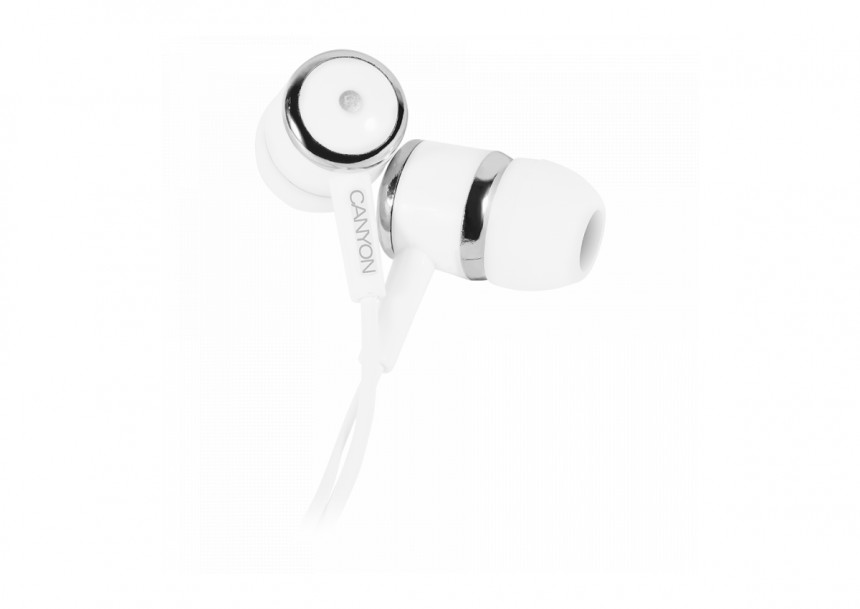 CANYON EPM- 01 Stereo earphones with microphone, White, cable length 1.2m, 23*9*10.5mm,0.013kg