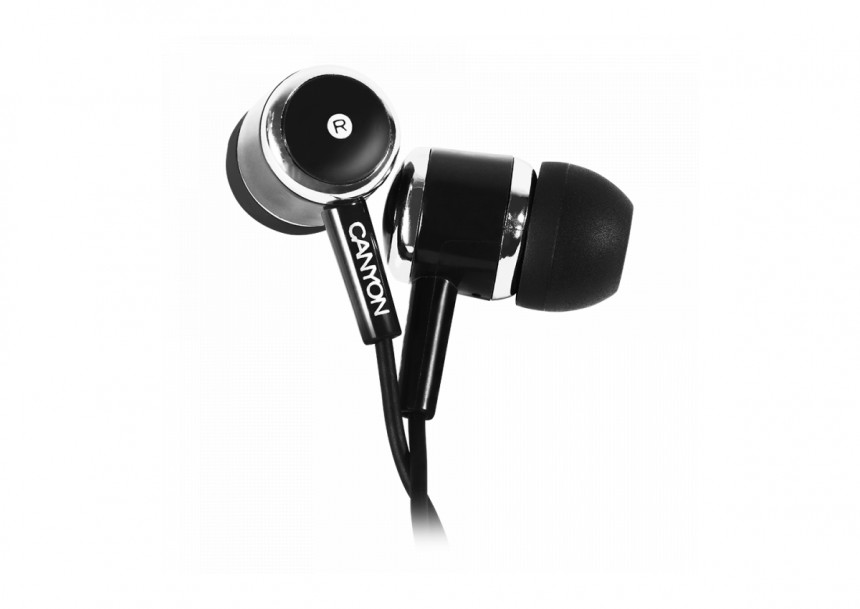 CANYON EPM- 01 Stereo earphones with microphone, Black, cable length 1.2m, 23*9*10.5mm,0.013kg