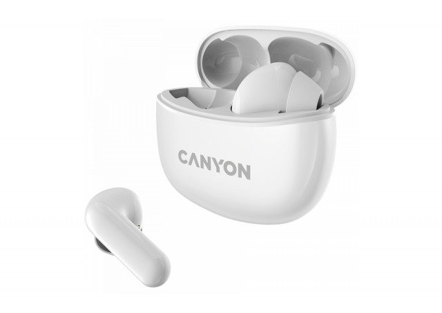 Canyon TWS-5 Bluetooth headset, with microphone, BT V5.3 JL 6983D4, Frequence Response:20Hz-20kHz, battery EarBud 40mAh*2+Charging Case 500mAh, type-C cable length 0.24m, size: 58.5*52.91*25.5mm, ...