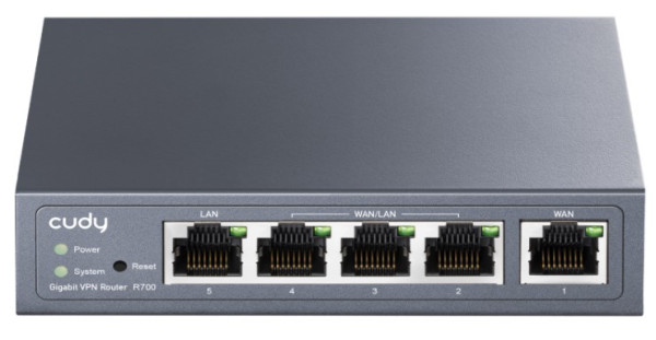 Cudy R700 Gigabit Multi-WAN VPN Router, 1Gbit WAN, 3Gibt LAN/WAN, 1Gbit LAN, 128MB DDR, 16MB NOR Fl