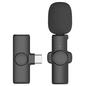 WIRELESS LAVALIER / LAPEL MICROPHONE K2 - USB-C - BLACK