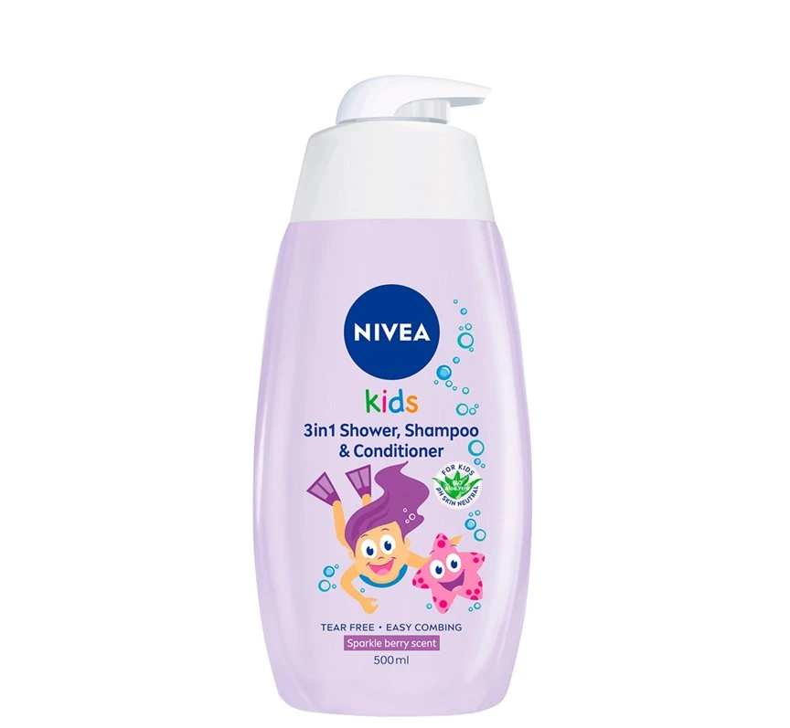 NIVEA KIDS ŠAMPON&KUPKA 500ML SPARKLE BERRY 84589