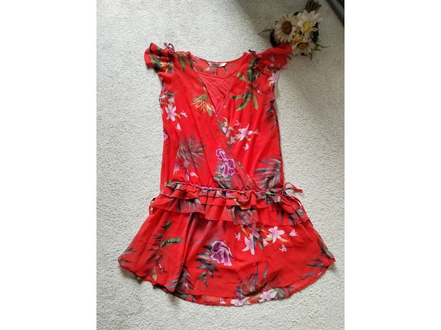 ♫ ♪ ♫ DESIGUAL crvenocvetna haljina