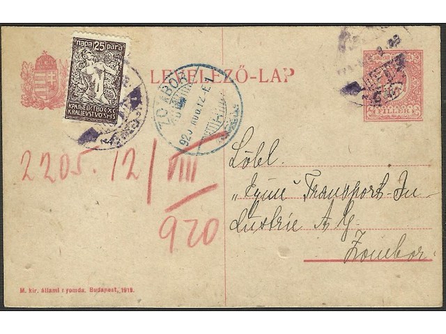 madjarska dopisnica shs verigari 1920 slovenija