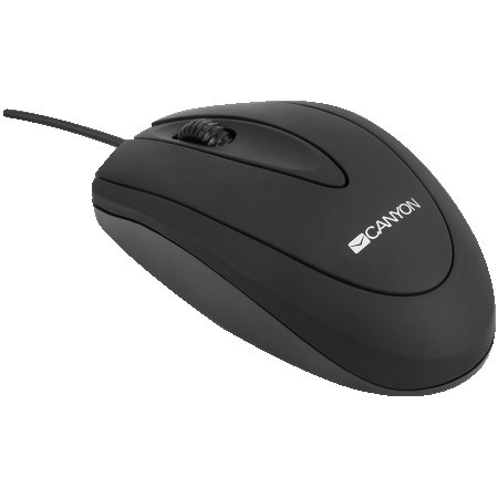 Canyon CM-1 wired optical mouse with 3 buttons, DPI 1000, Black, cable length 1.8m, 100*51*29mm, 0.07kg ( CNE-CMS1 )