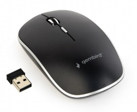 Gembird necujni bezicni mis 2,4GHz opticki USB 800-1600Dpi black 115mm MUSW-4BS-01