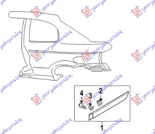 LAJSNA ZADNJEG BLATOBRANA 3 VRATA (O) Desna str. HYUNDAI ACCENT H/B-L/B (2003-2005) (OEM: 8774225700CA)