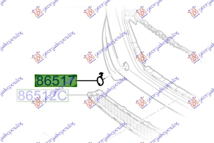 POKLOPAC KUKE PREDNJEG BRANIKA (O) HYUNDAI TUCSON (2015-2018) (OEM: 86519-D7000, 86519D7000)