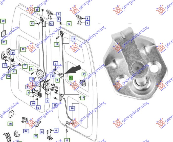 BRAVA GEPEK VRATA CENTRALNA (2 VRATA) FORD TRANSIT (2006-2013) (OEM: 1507941, YC15V441A09AJ)