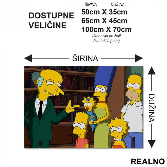 MR. BURNS AND FAMILY - THE SIMPSONS - SIMPSONOVI - PODMETAČ ZA STO