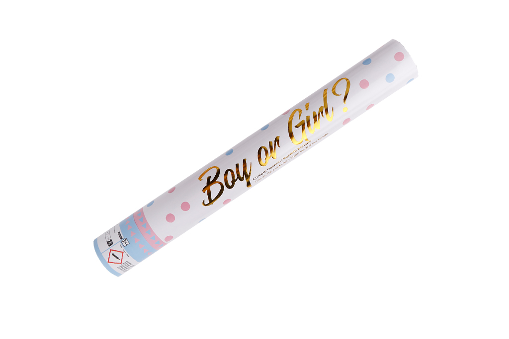Top sa konfetama Boy or girl – roze – 40cm