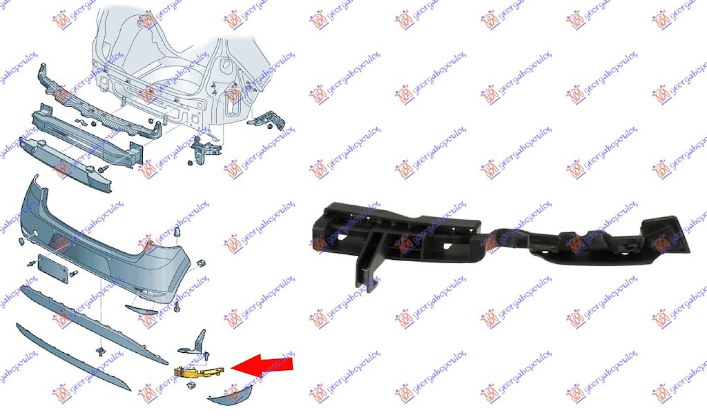 NOSAC ZADNJEG BRANIKA DONJI PLASTICNI (GTI) Leva str. VW GOLF VII (2013-2016) (OEM: 5G6807509)