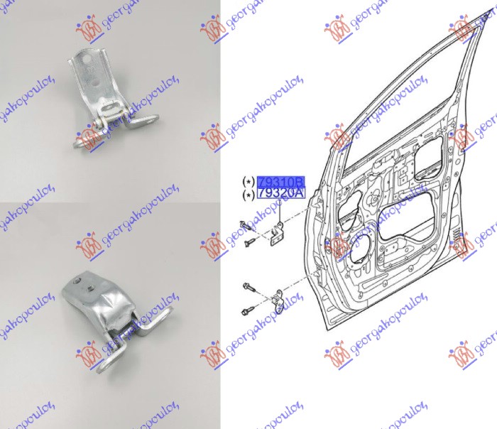 SARKA PREDNJIH VRATA GORNJA Leva str. HYUNDAI H1 STAREX (2007-2018) (OEM: 79310-4H000, 793104H000)