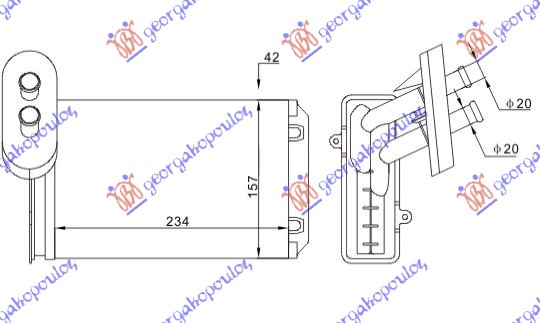 GREJAC KABINE+/-AC (234x157x42) VW POLO (1999-2001) (OEM: 191819031B, 1H1819031A, 1H1819031B)