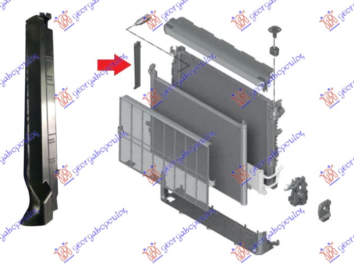 DRZAC HLADNJAKA VERTIKALNI PLASTICNI Desna str. BMW SERIES 5 (G30/G31) (2016-2020) (OEM: 17118632122)