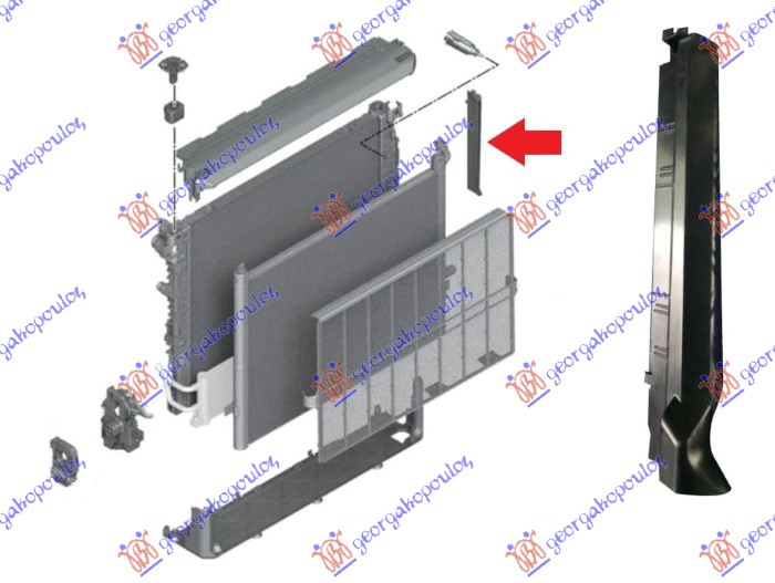 DRZAC HLADNJAKA VERTIKALNI PLASTICNI Leva str. BMW SERIES 5 (G30/G31) (2016-2020) (OEM: 17118632120)