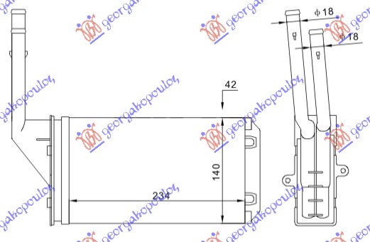 GREJAC KABINE (M) +/ – AC (234×140) CITROEN SAXO (1996-1999) (OEM: 644872)