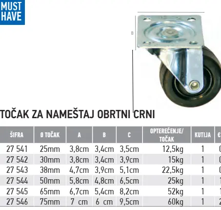 FF tocak obrtni crni 30mm