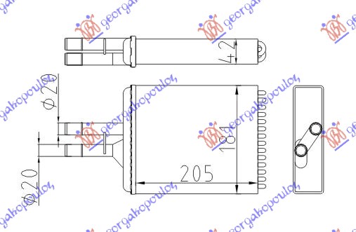 GREJAC KABINE (M) -AC (203×175) OPEL VECTRA B (1999-2002) (OEM: 1843107)