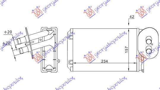 GREJAC KABINE (M) +AC (235×157) VW TRANSPORTER (T4) (1991-1996) (OEM: 701820031)