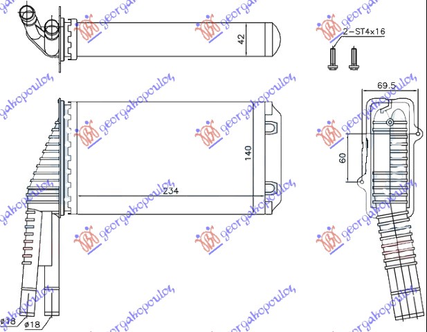 GREJAC KABINE -KLIMA (M) (235x140x42) CITROEN C1 (2006-2012) (OEM: 6448P1, 870500H010)