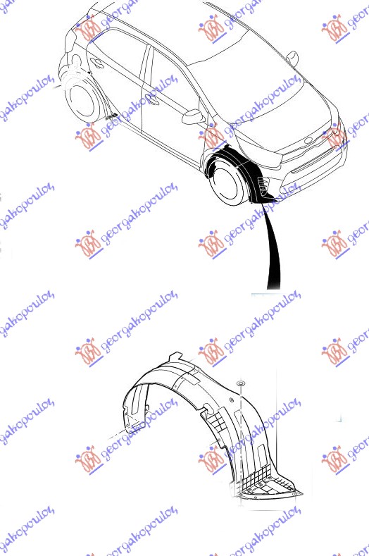 POTKRILO PREDNJE Desna str. KIA PICANTO (2017-) (OEM: 86812-G6000, 86812G6000)