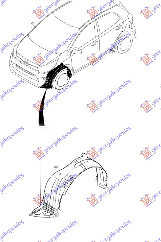 POTKRILO PREDNJE Leva str. KIA PICANTO (2017-) (OEM: 86811-G6000, 86811G6000)