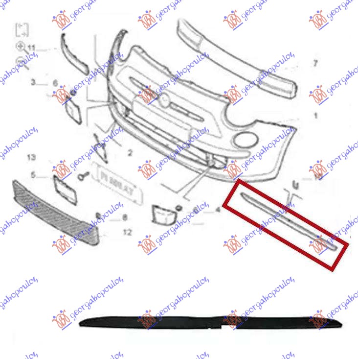 SPOJLER PREDNJEG BRANIKA (O) FIAT PANDA NEW (2012-) (OEM: 51861057)