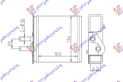 GREJAC KABINE (M)+/-AC (165x194x42)T.M LANCIA Y (1996-2003) (OEM: 46721212, 46722095)