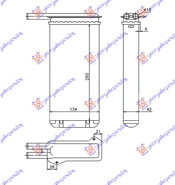 GREJAC KABINE (M) +/ – AC (265×134) FORD ESCORT (1990-1992) (OEM: 93578, 1050091)