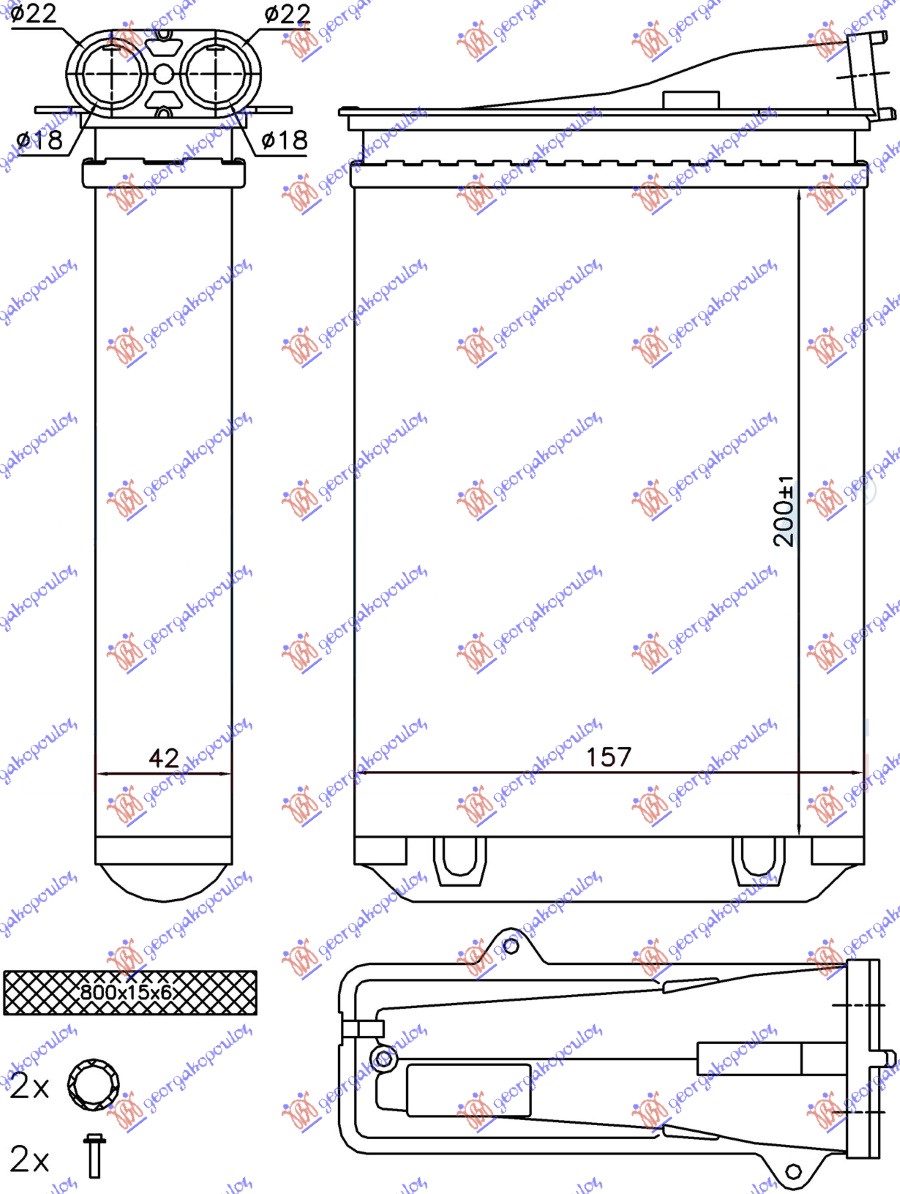 GREJAC KABINE (200x157x42) CITROEN C3 (2016-) (OEM: 1608182480)