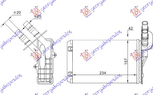 GREJAC KABINE (M) + / -AC (234x 157) RENAULT SYMBOL (2008-2013) (OEM: 7701044790, 7701045552)