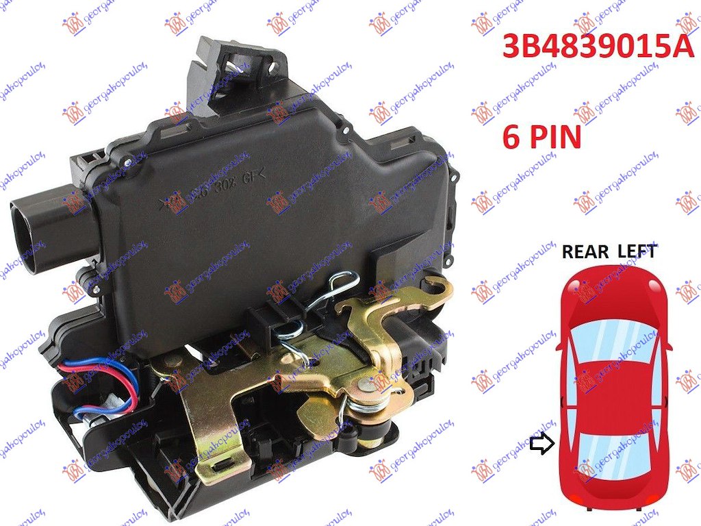 BRAVA ZADNJIH VRATA CENTRALNO ZAKLJUCAVANJE 6PIN Leva str. SKODA OCTAVIA 4 (1997-2010) (OEM: 3B4839015A)