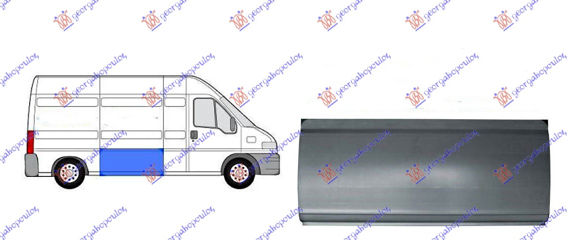 DONJI DEO KLIZNIH VRATA 18cm Desna str. PEUGEOT BOXER (1994-2002)