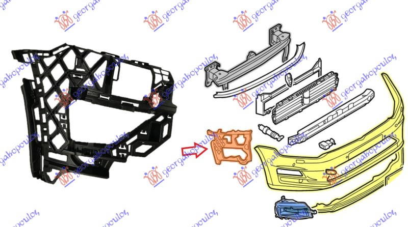 NOSAC PREDNJEG BRANIKA Desna str. VW GOLF SPORTSVAN (2014-2018) (OEM: 510807724, 510807724D)