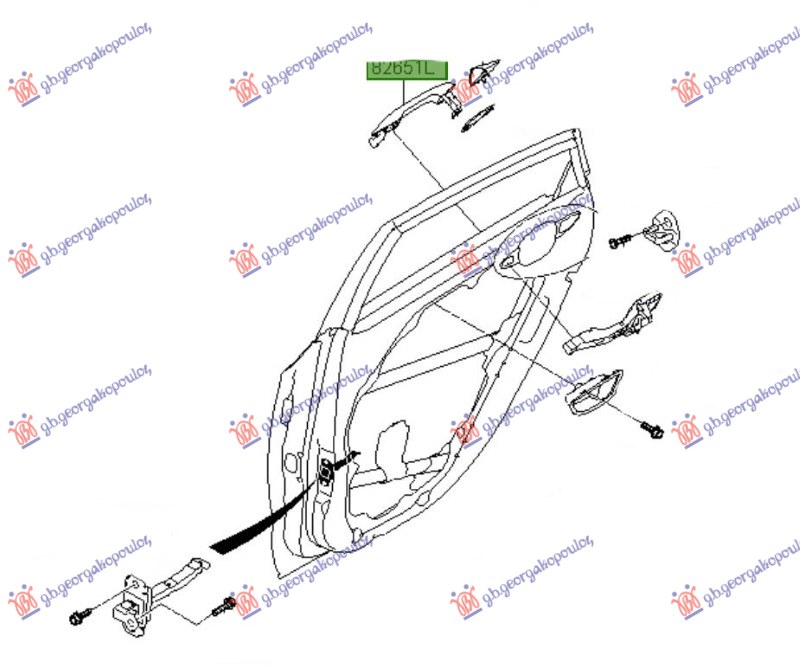 KVAKA ZADNJIH VRATA SPOLJASNJA PM Leva str. HYUNDAI i30 5D (2012-2014) (OEM: 82651-A6050, 82651A6050)