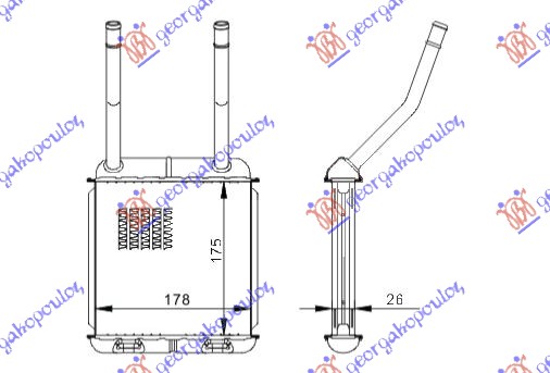 GREJAC KABINE (B) – AC (140×187) OPEL VECTRA A (1992-1995) (OEM: 1302108, 1806115)