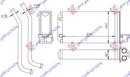 GREJAC KABINE (M) +/ – AC (234×138) PEUGEOT 205 (1983-1992) (OEM: 644851)